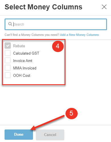 Set Advertiser Default Money Columns
